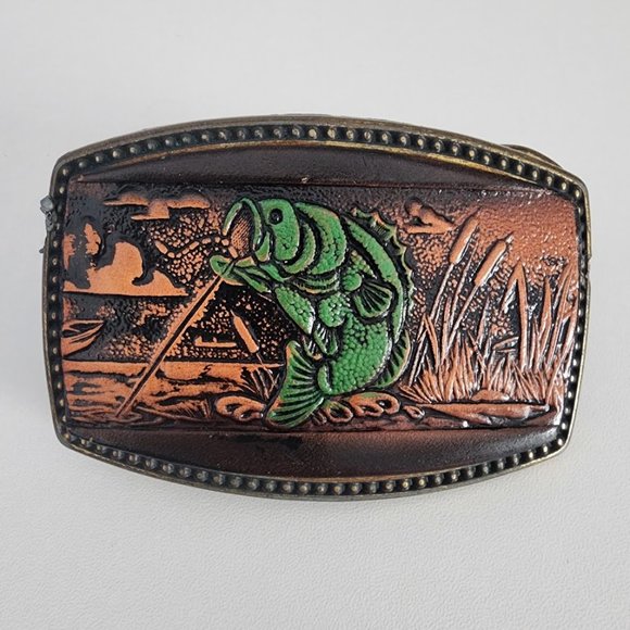 Accessories | Vintage Tooled Leather Bass Buckle | Poshmark